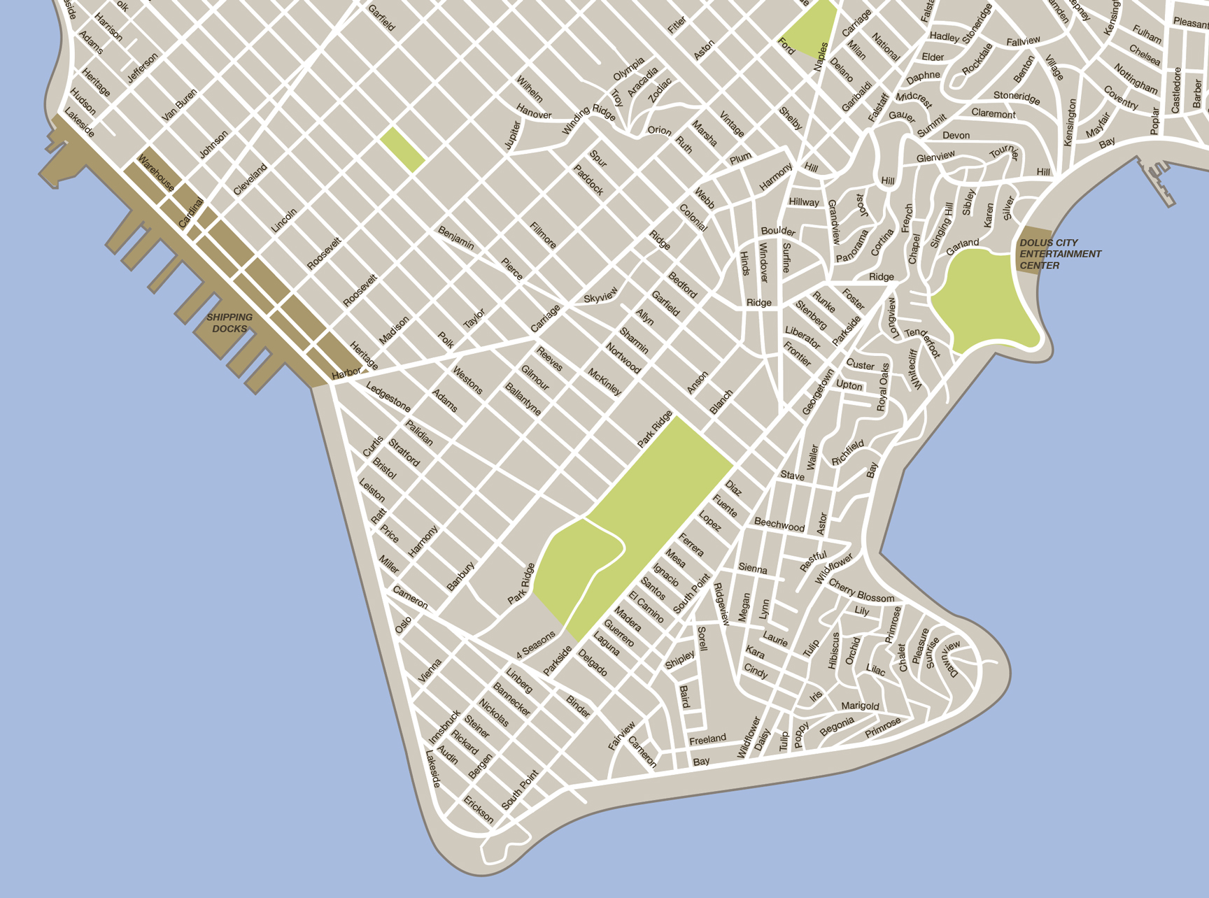 Fictional city street map - Greg Franco - Le Cartographiste