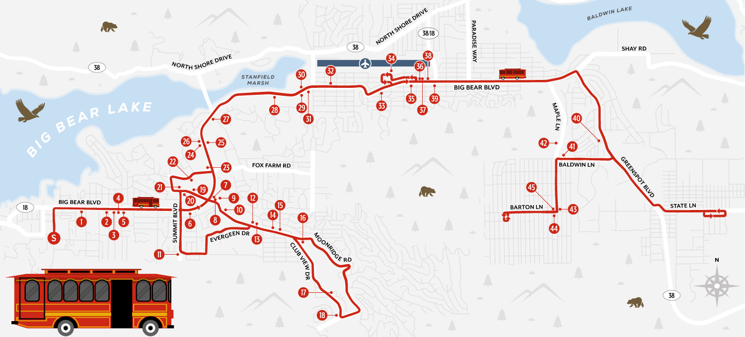 Transit map for Big Bear Trolley - Greg Franco - Le Cartographiste