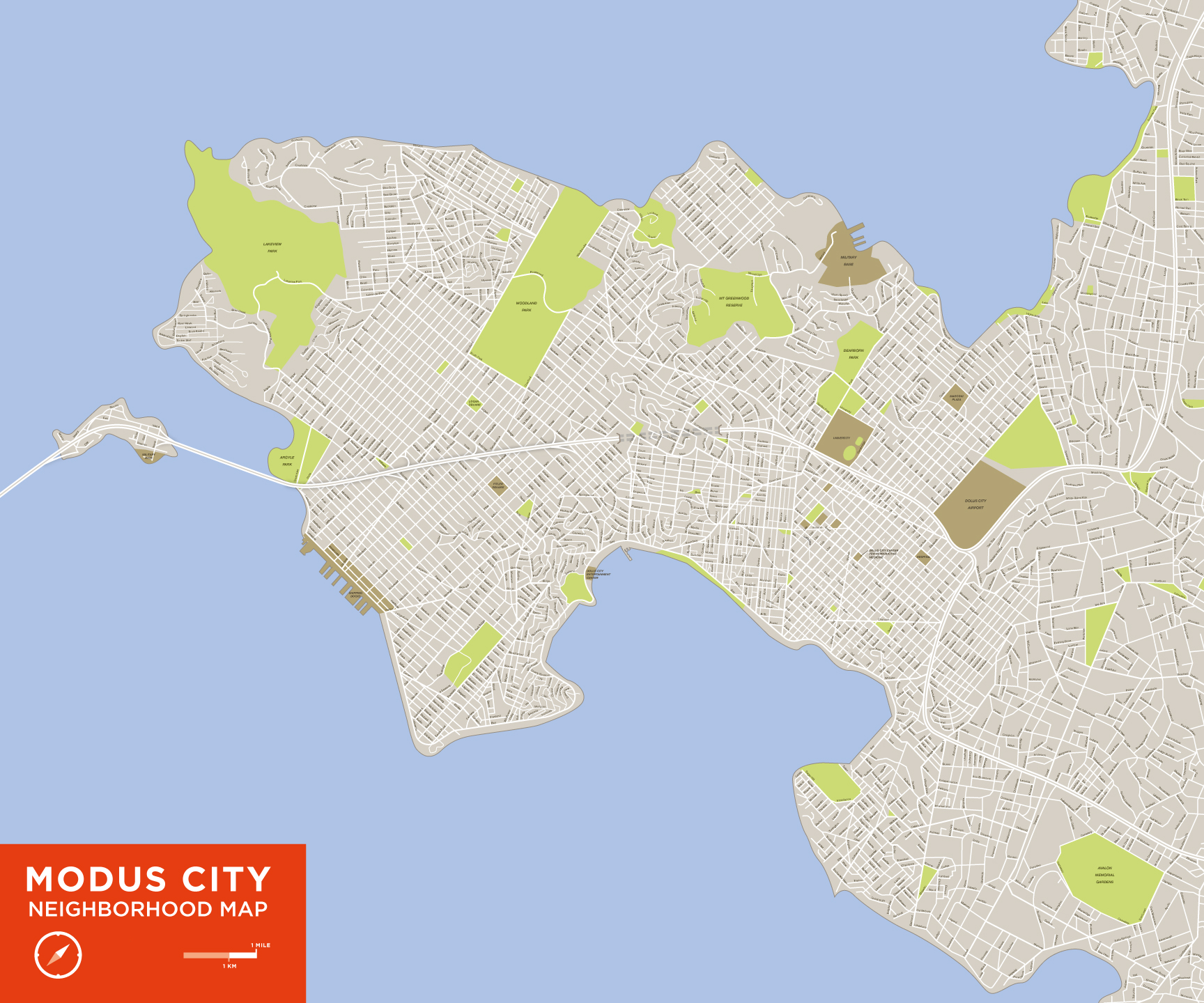 Fictional city street map - Greg Franco - Le Cartographiste