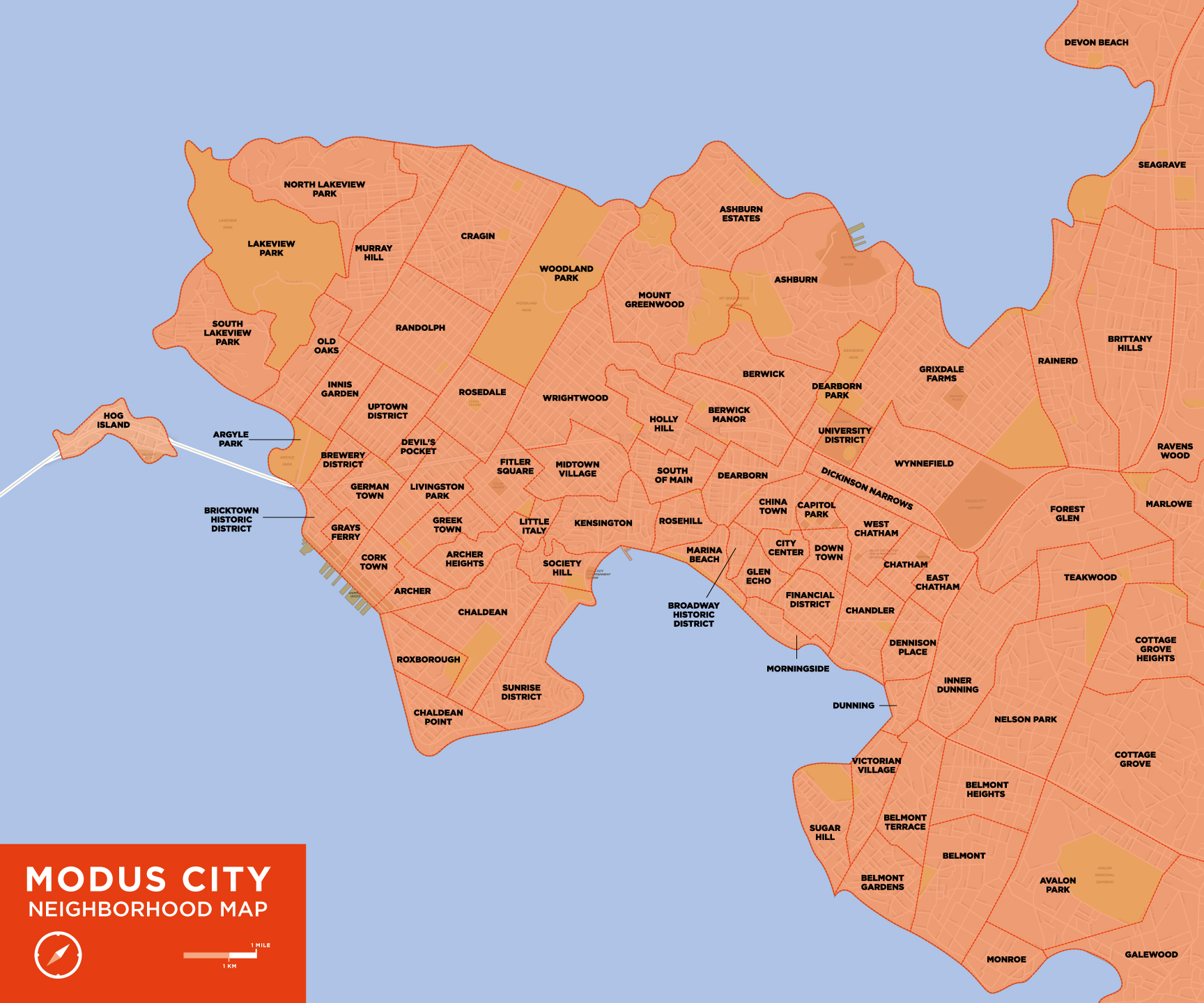 Fictional city street map - Greg Franco - Le Cartographiste