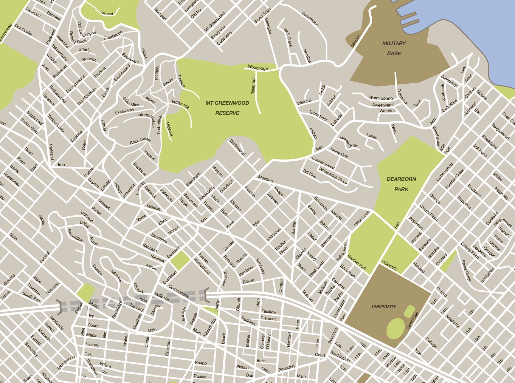 Fictional city street map - Greg Franco - Le Cartographiste